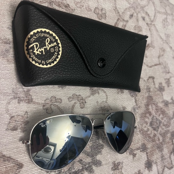 Ray-Ban | Accessories | Rayban Silver Aviator Sunglasses Polarized Case ...
